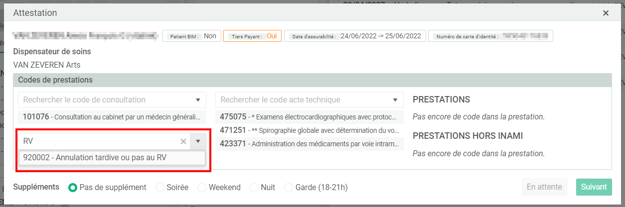 Définir et facturer des codes hors nomenclature Inami